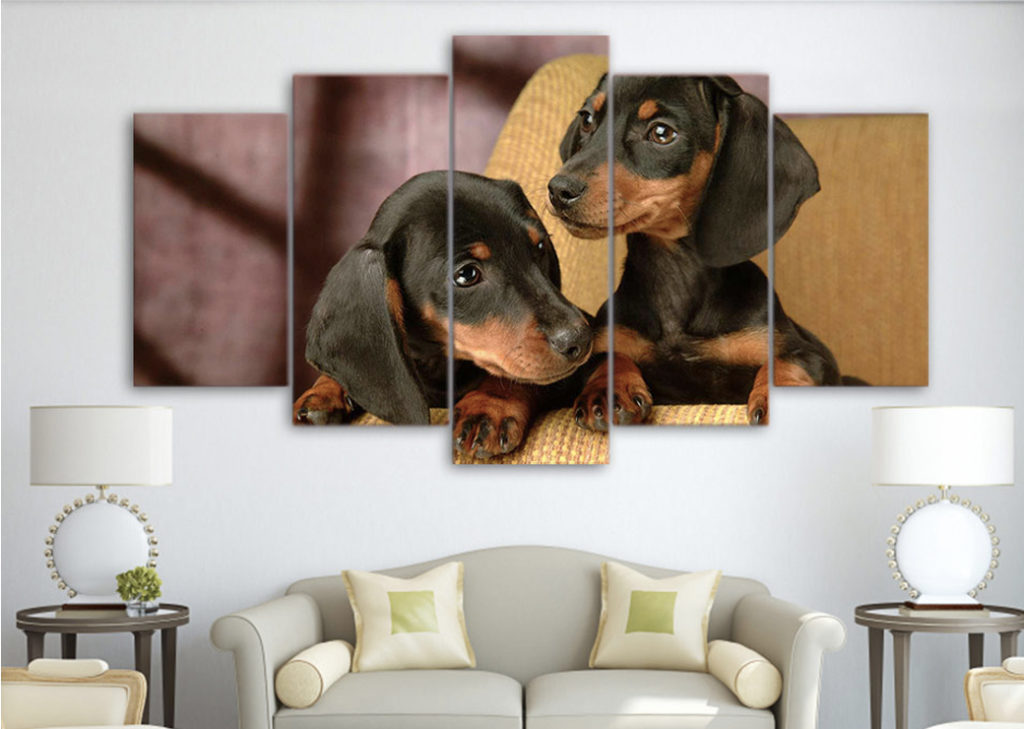 Tableau deux chiens teckels • Tabloide