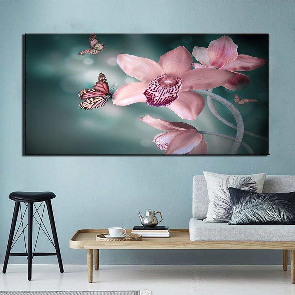 Tableau papillon sur orchidées • Tabloide