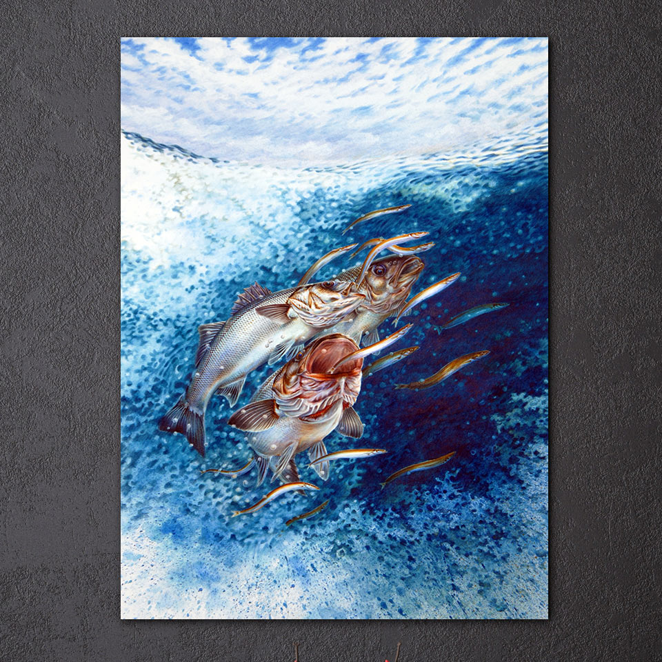 Tableau poissons dans l'océan • Tabloide