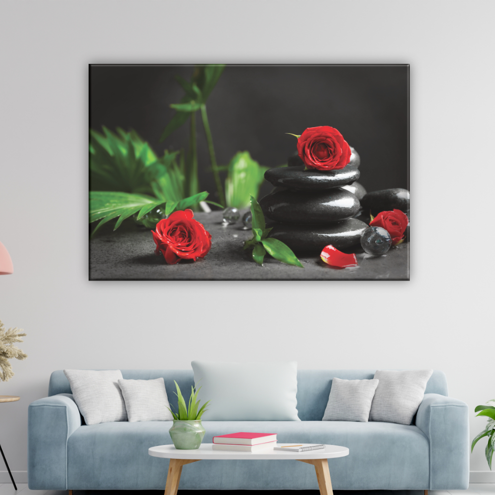 Tableau galets et roses • Tabloide