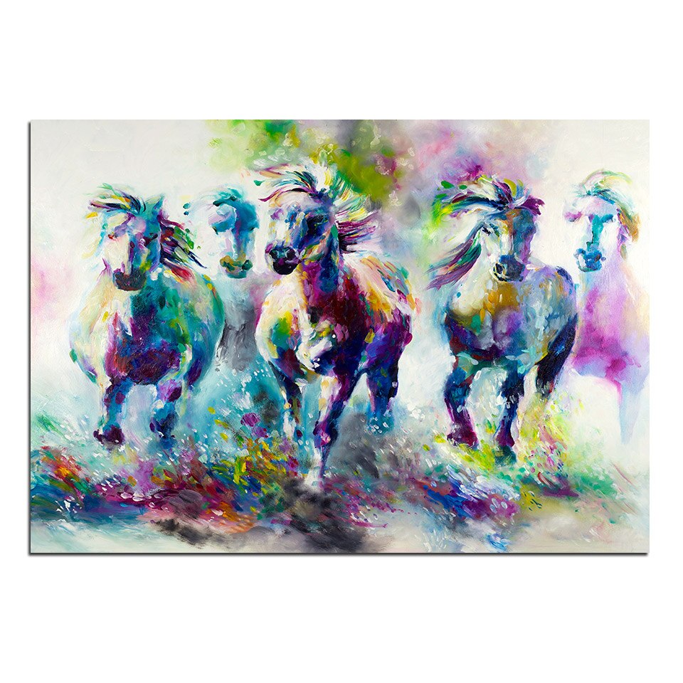Tableau chevaux multicolores • Tabloide
