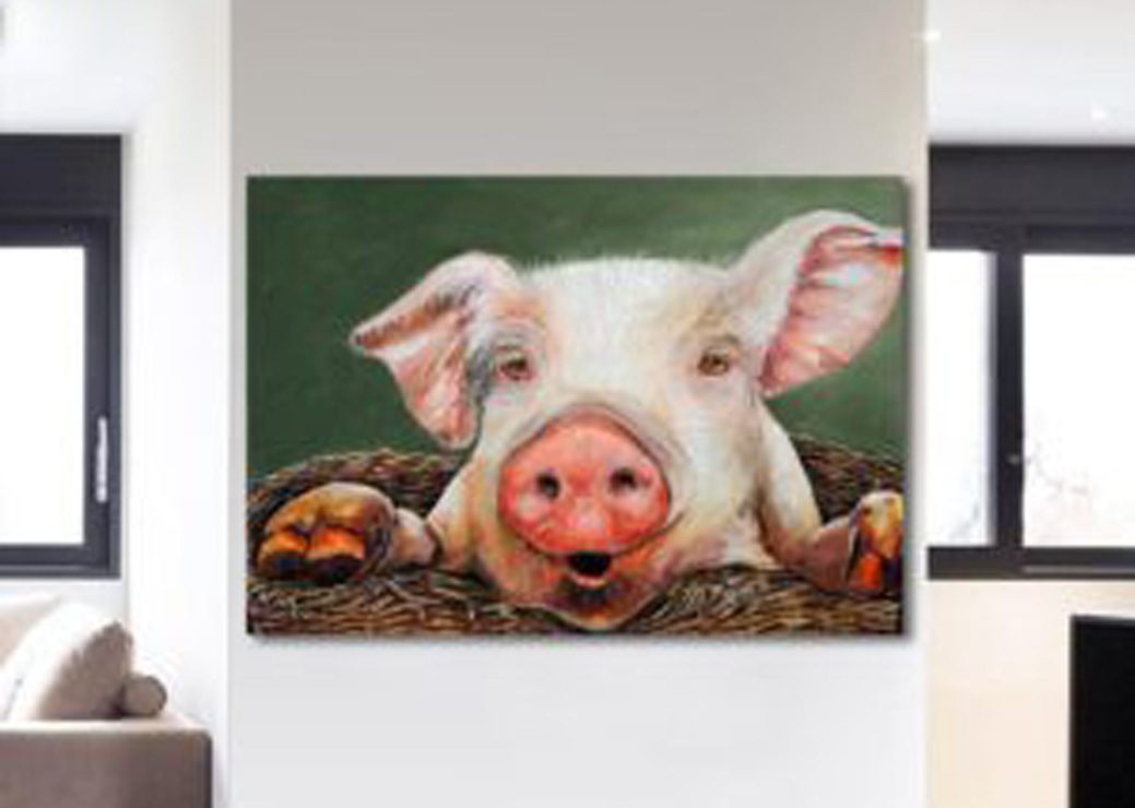Tableau cochon dans un panier • Tabloide