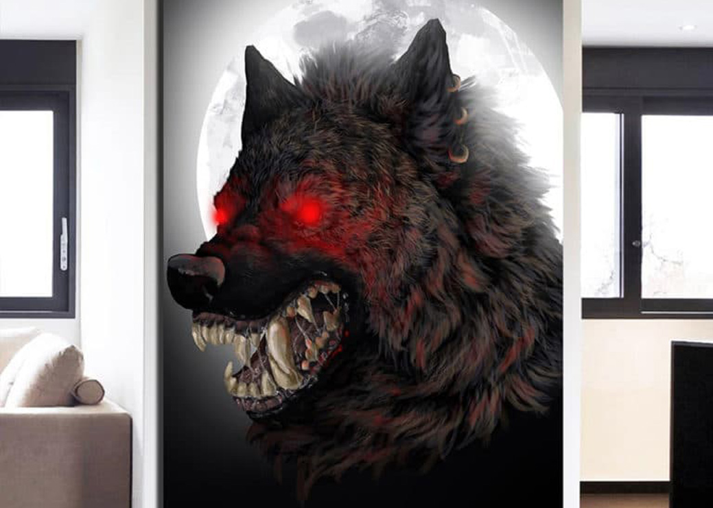 Tableau loup yeux rouges • Tabloide