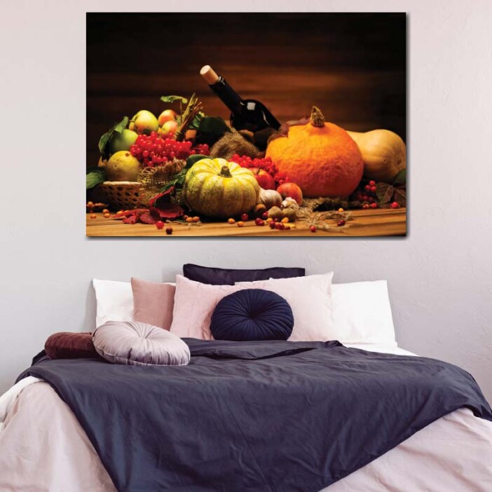 Tableau nature morte vin et légumes • Tabloide