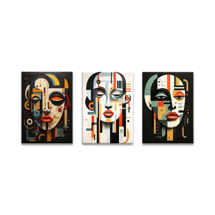 Tableau visage contemporain géométrique • Tabloide