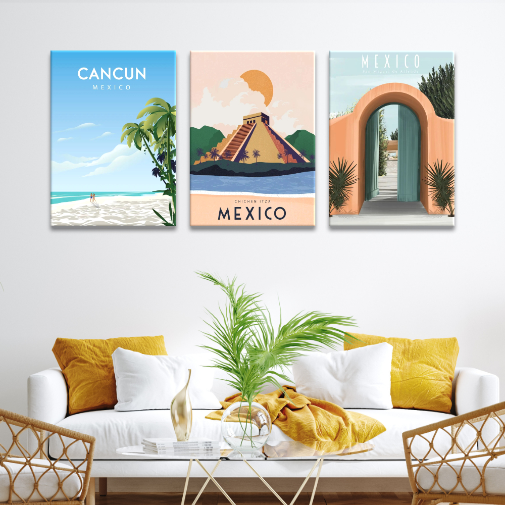 Tableau Mexique affiches lieux emblématiques • Tabloide