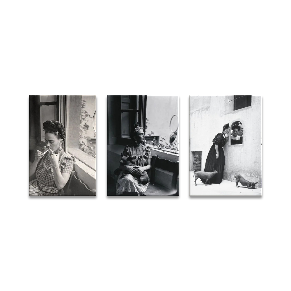 Tableau Mexique portrait de Frida Kahlo à la fenêtre en noir et blanc ...